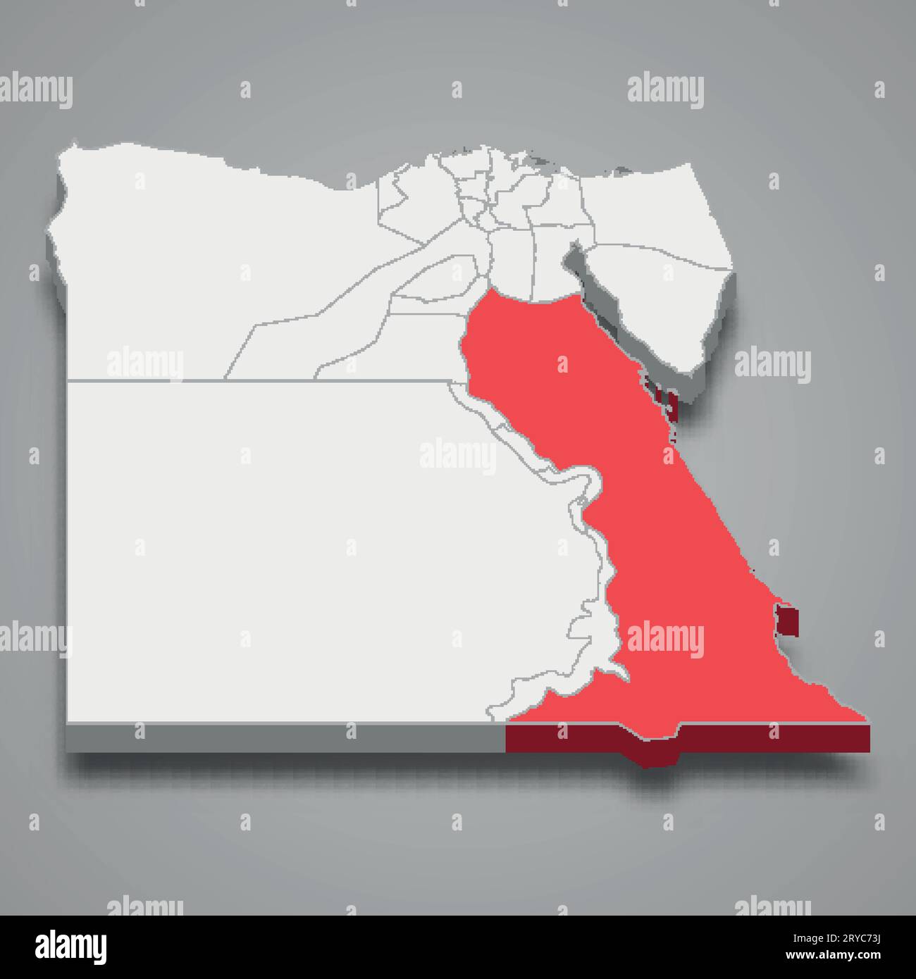 Red Sea region location within Egypt 3d isometric map Stock Vector ...