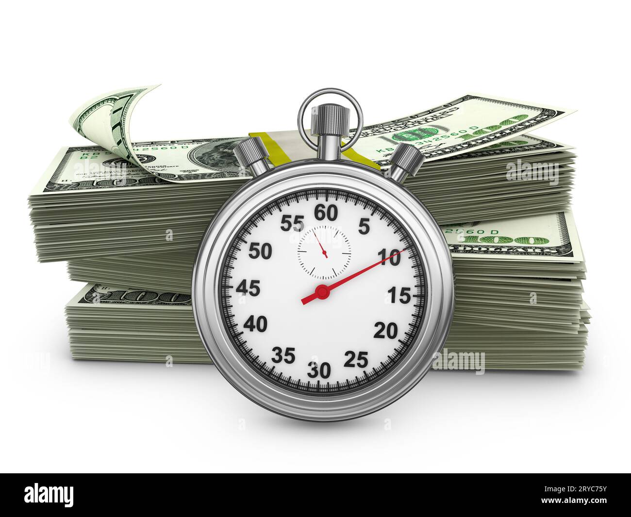 Stopwatch and banknotes Stock Photo - Alamy