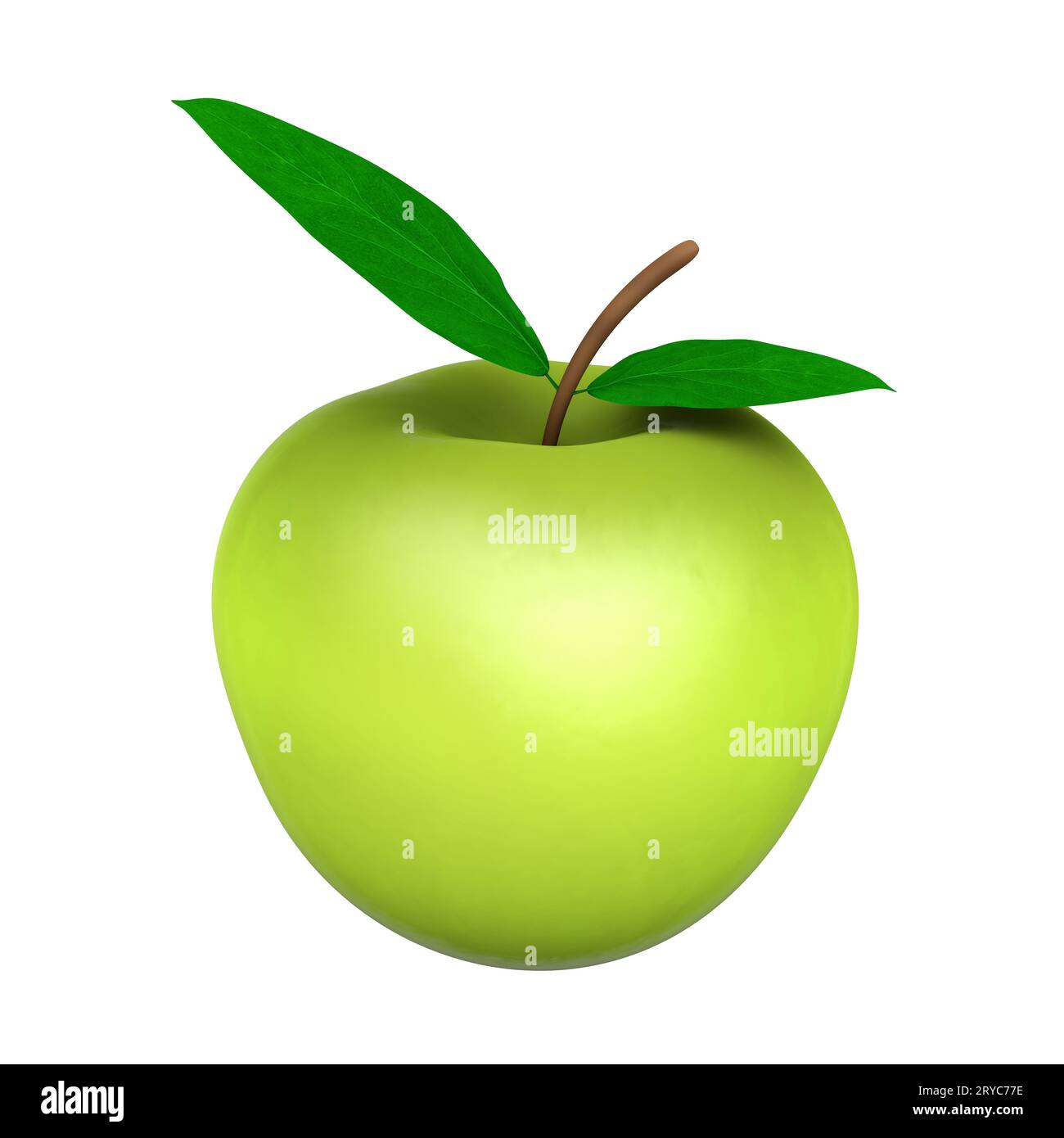 a green apple on a white background 3d render Stock Photo - Alamy