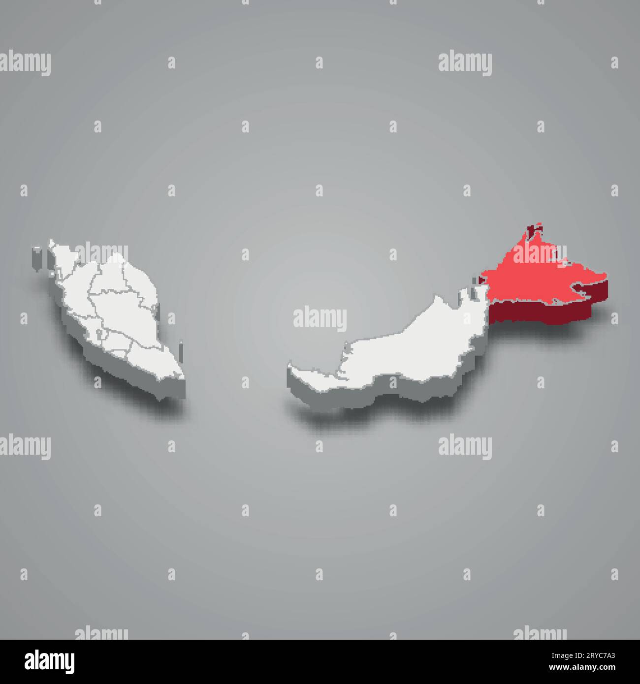 Sabah state location within Malaysia 3d isometric map Stock Vector ...