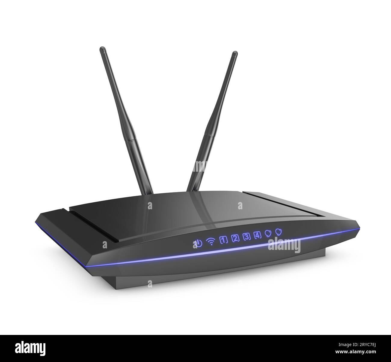 Modem with blue light Stock Photo - Alamy