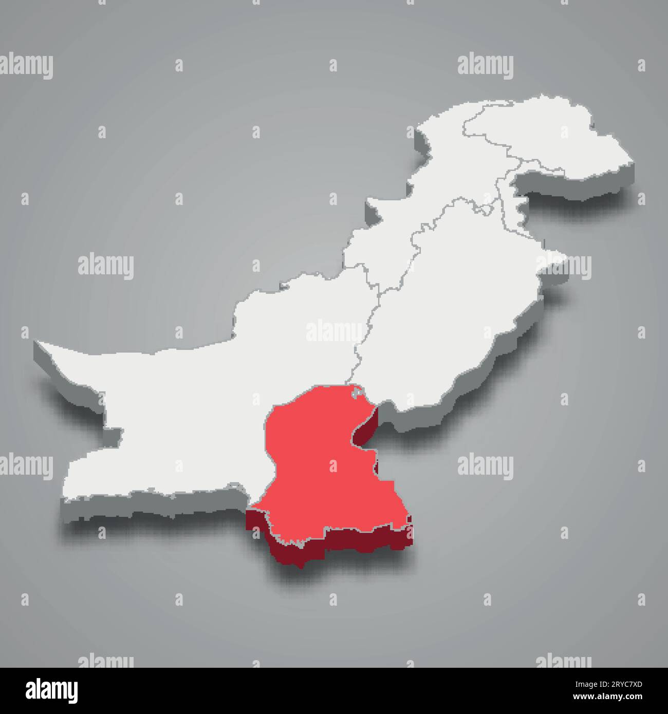 Sindh state location within Pakistan 3d isometric map Stock Vector ...