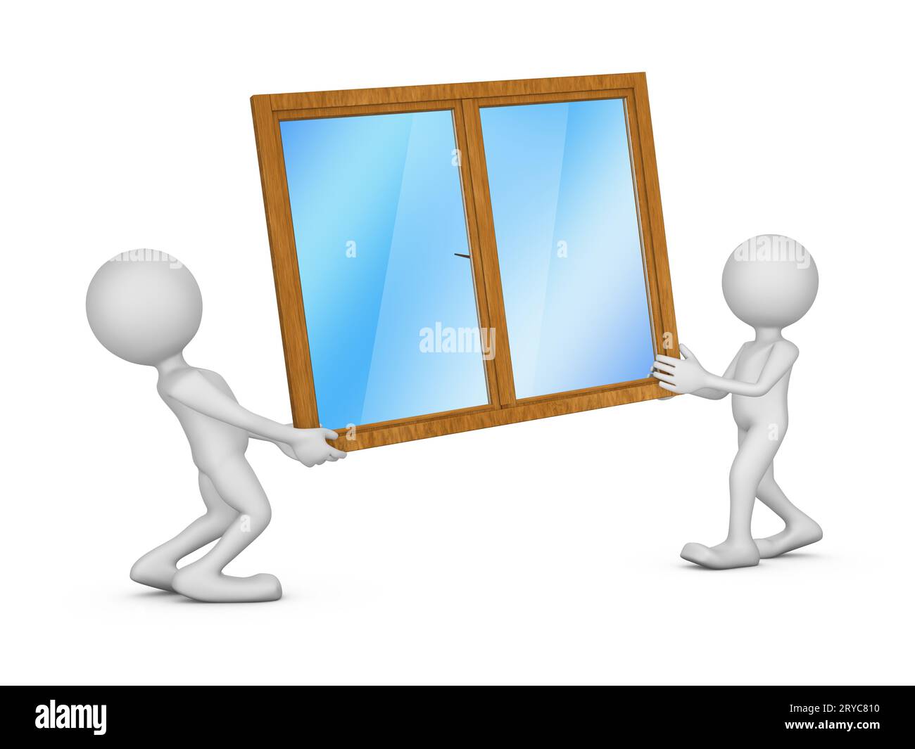 Two people holding a window Stock Photo - Alamy