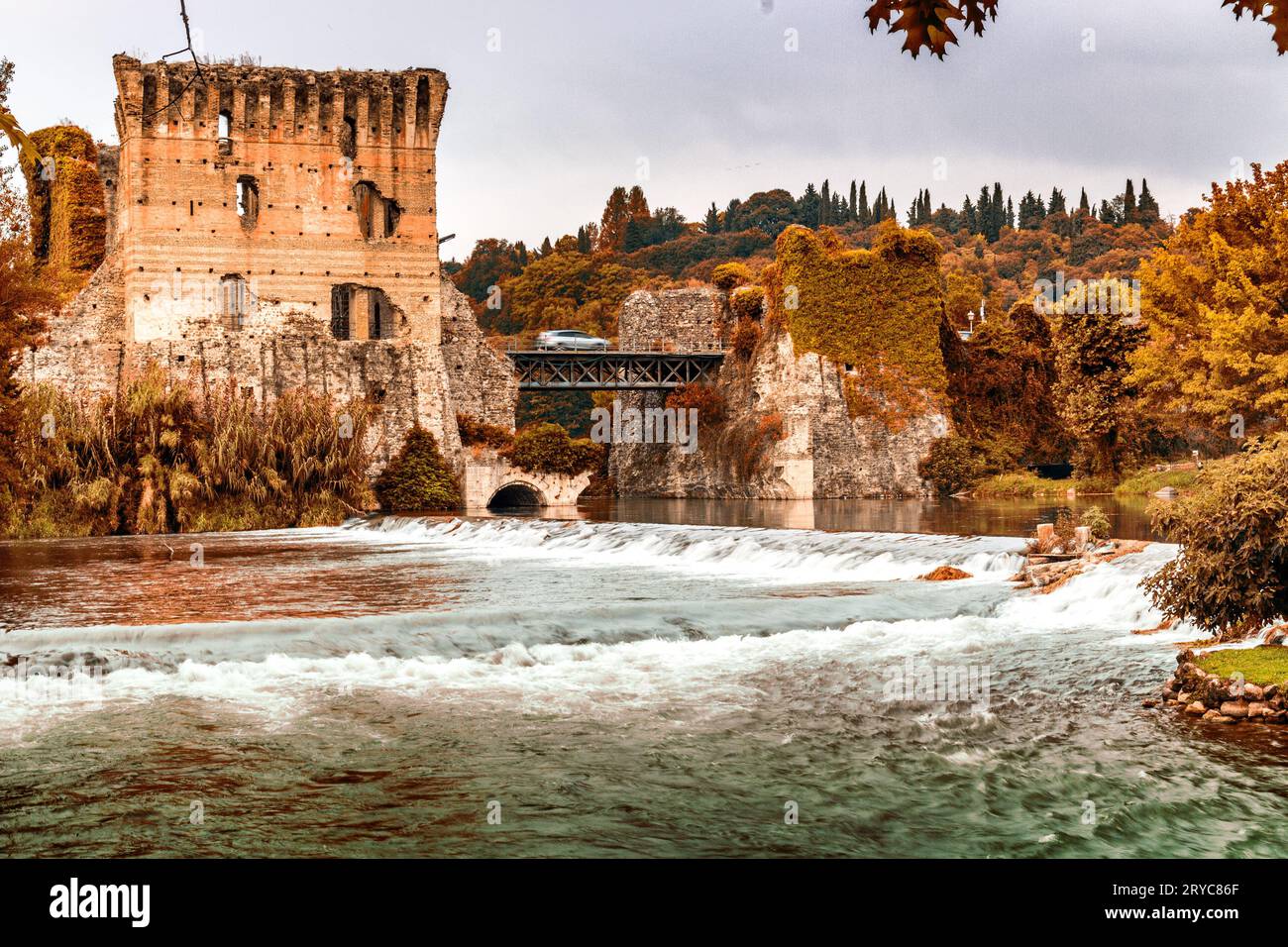 Waters and ancient buildings of Italian medieval village Stock Photo ...