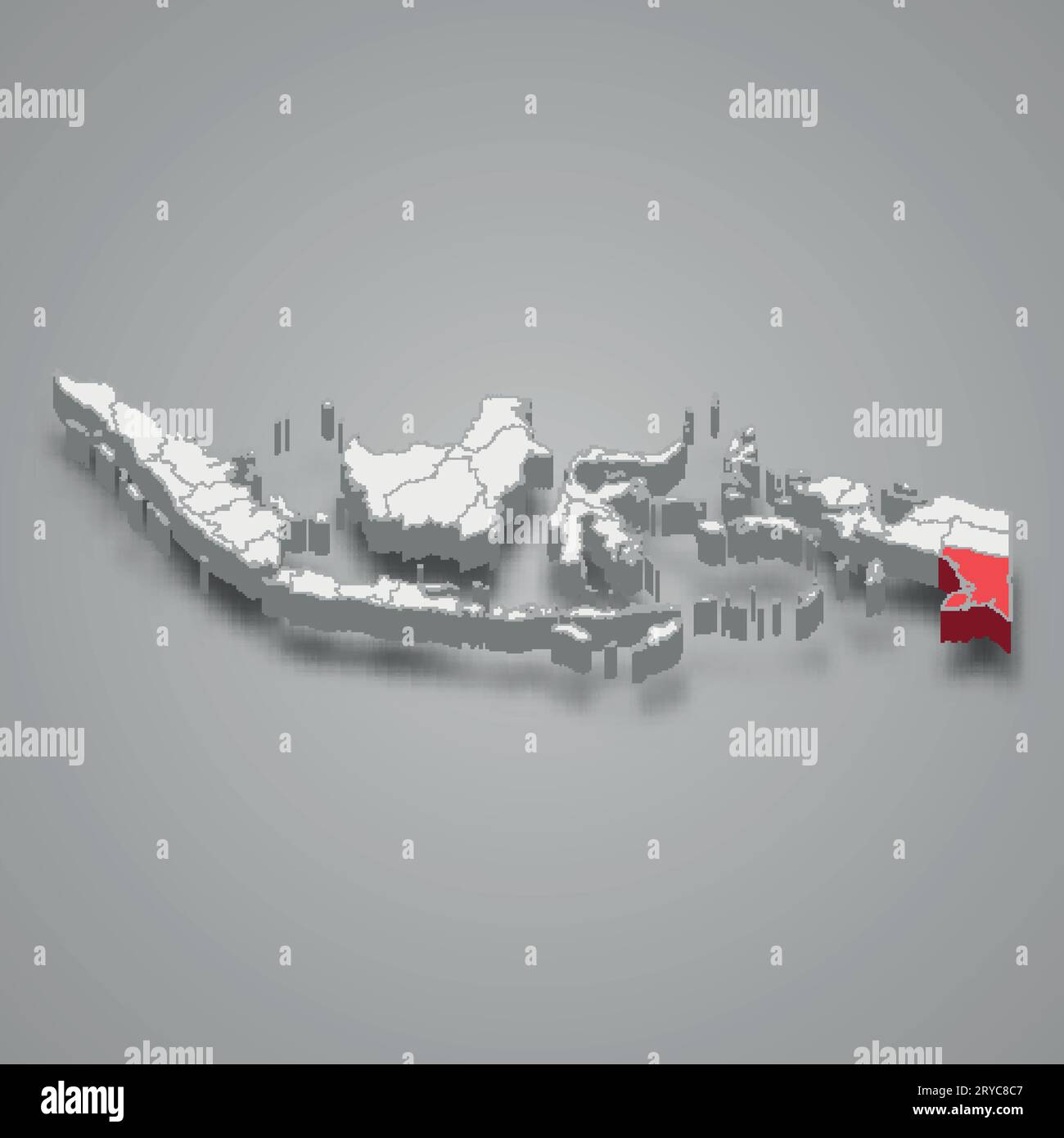 South Papua province location Indonesia 3d isometric map Stock Vector ...