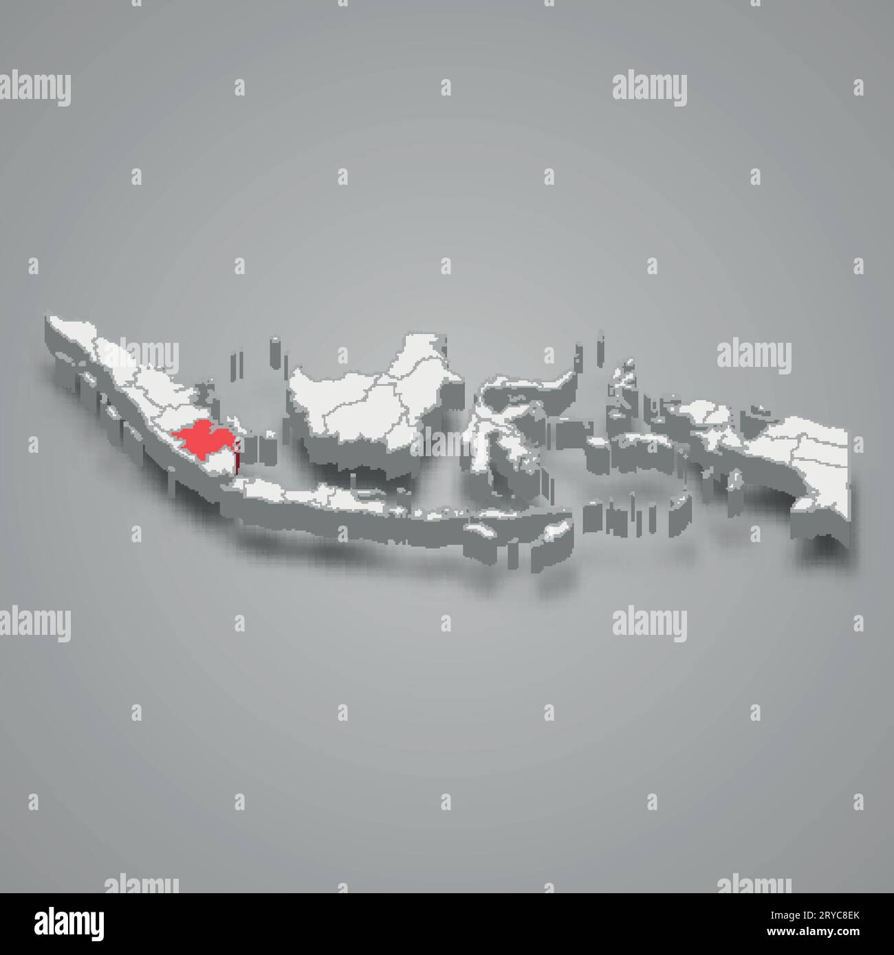 South Sumatra province location Indonesia 3d isometric map Stock Vector ...
