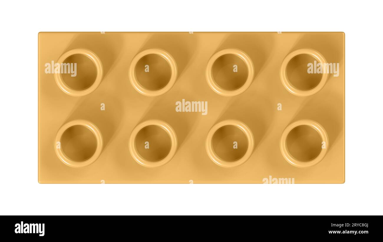 Light Gold Lego Block Isolated on a White Background. Close Up View of ...