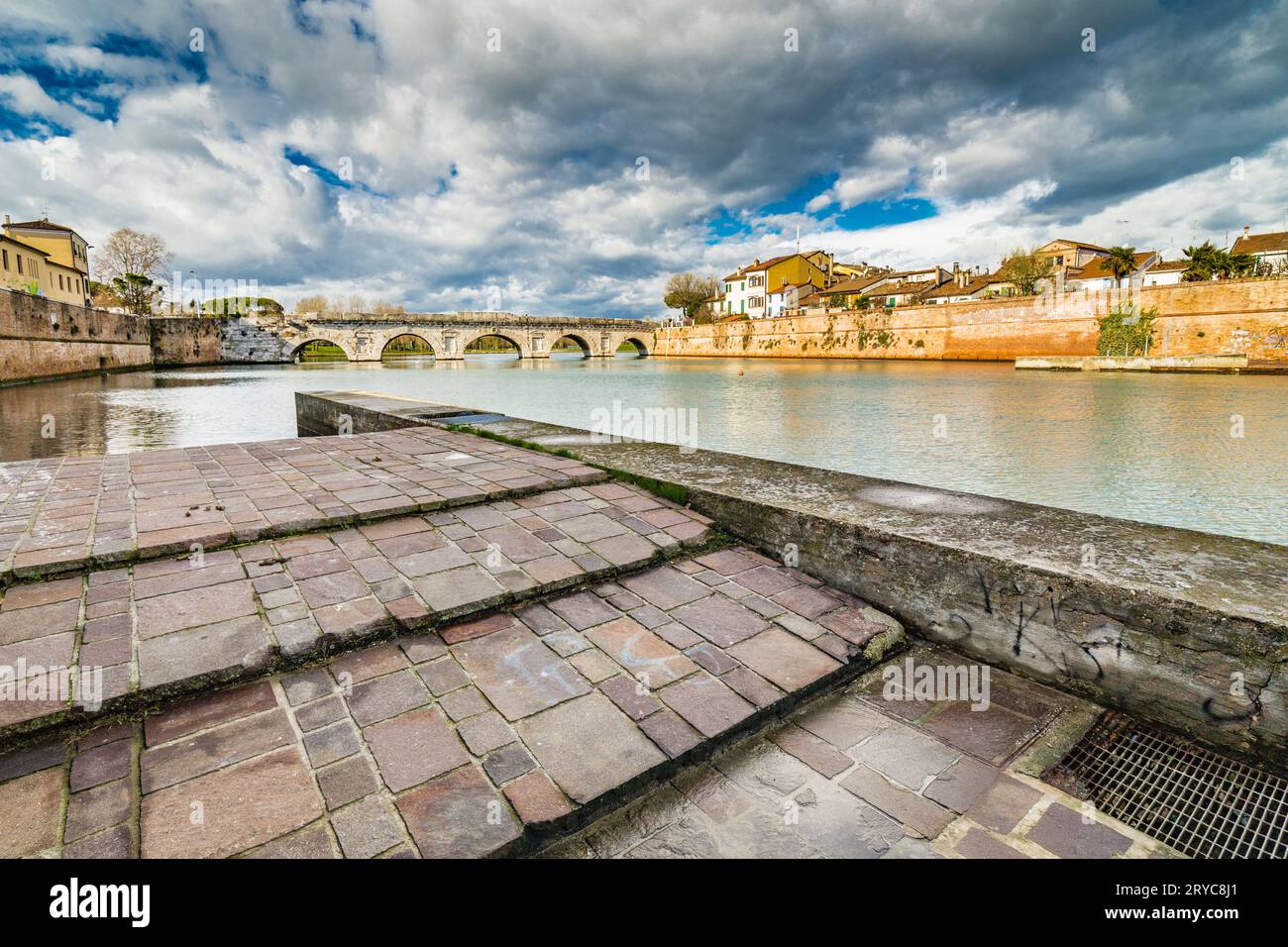 Tiberius Bridge in Rimini Stock Photo - Alamy