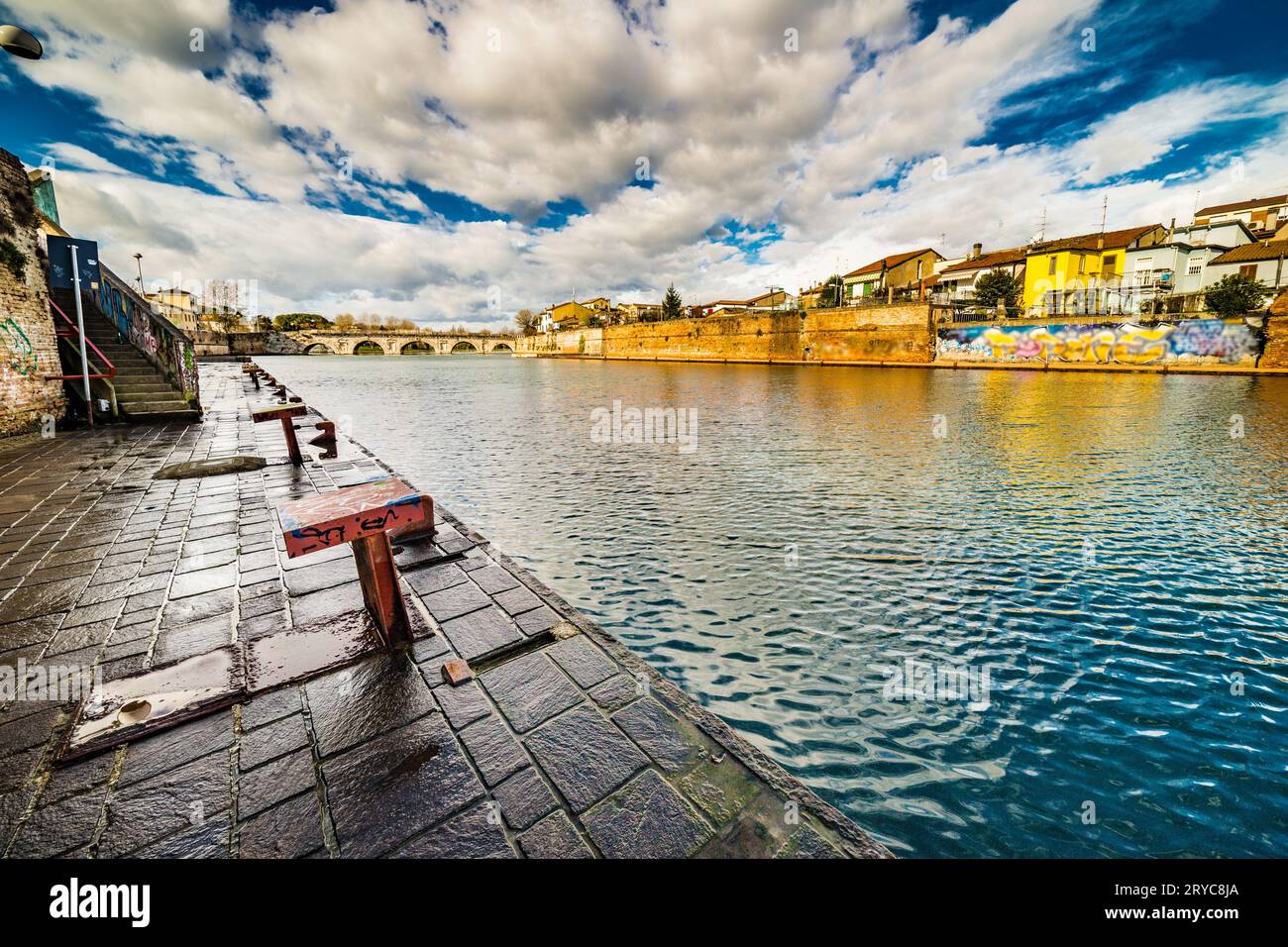 Tiberius Bridge in Rimini Stock Photo - Alamy