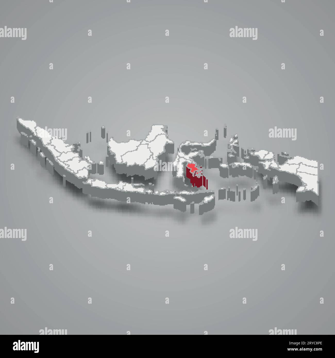 Southeast Sulawesi province location Indonesia 3d isometric map Stock ...