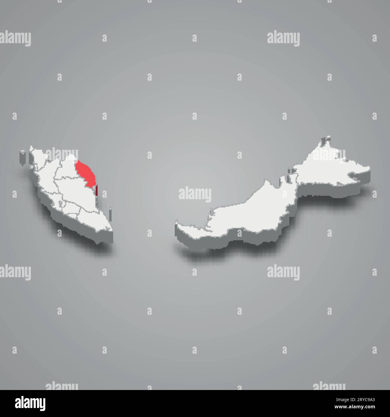 Terengganu state location within Malaysia 3d isometric map Stock Vector ...