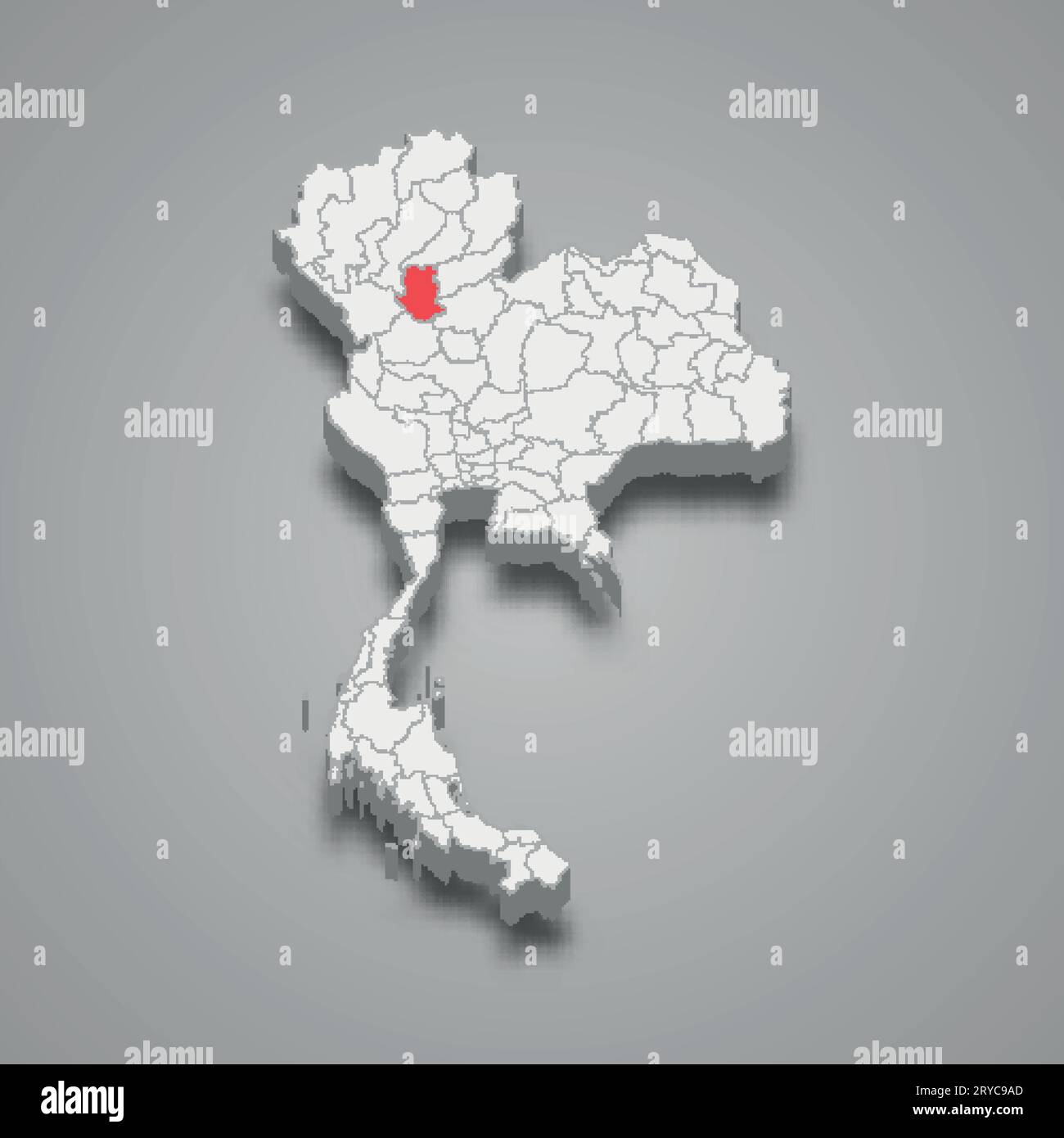 Sukhothai province location Thailand 3d isometric map Stock Vector ...