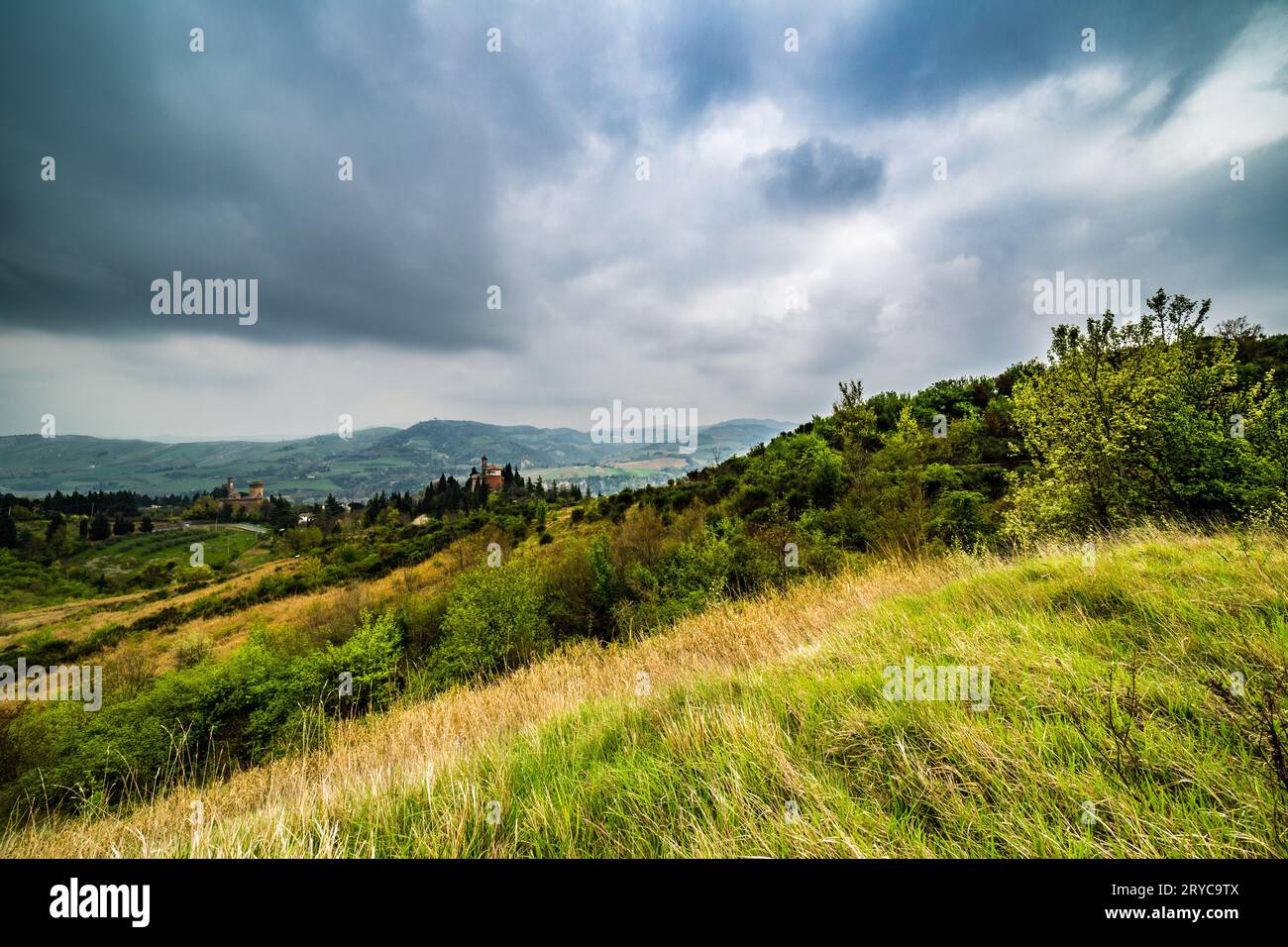 Green hills with buildings hi-res stock photography and images - Alamy