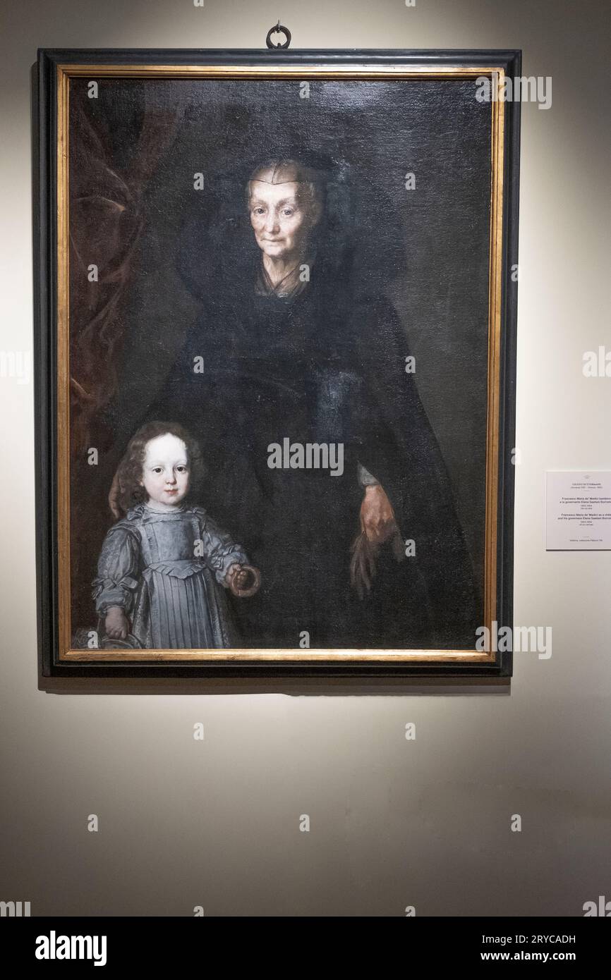 Painter Giusto Suttermans, Francesco Marria de' Medici as a child and his governess Elena ...
