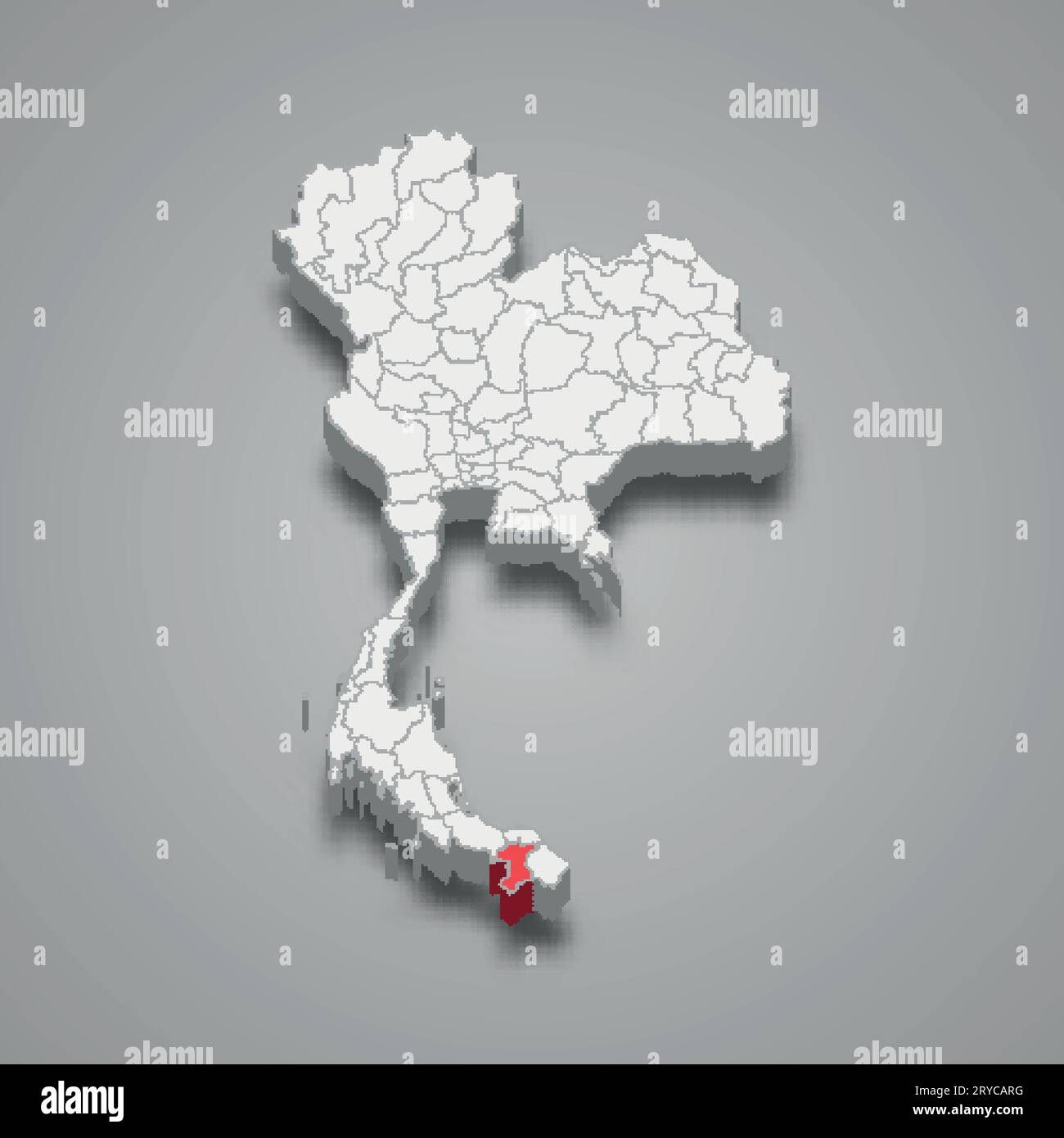 Yala province location Thailand 3d isometric map Stock Vector Image ...