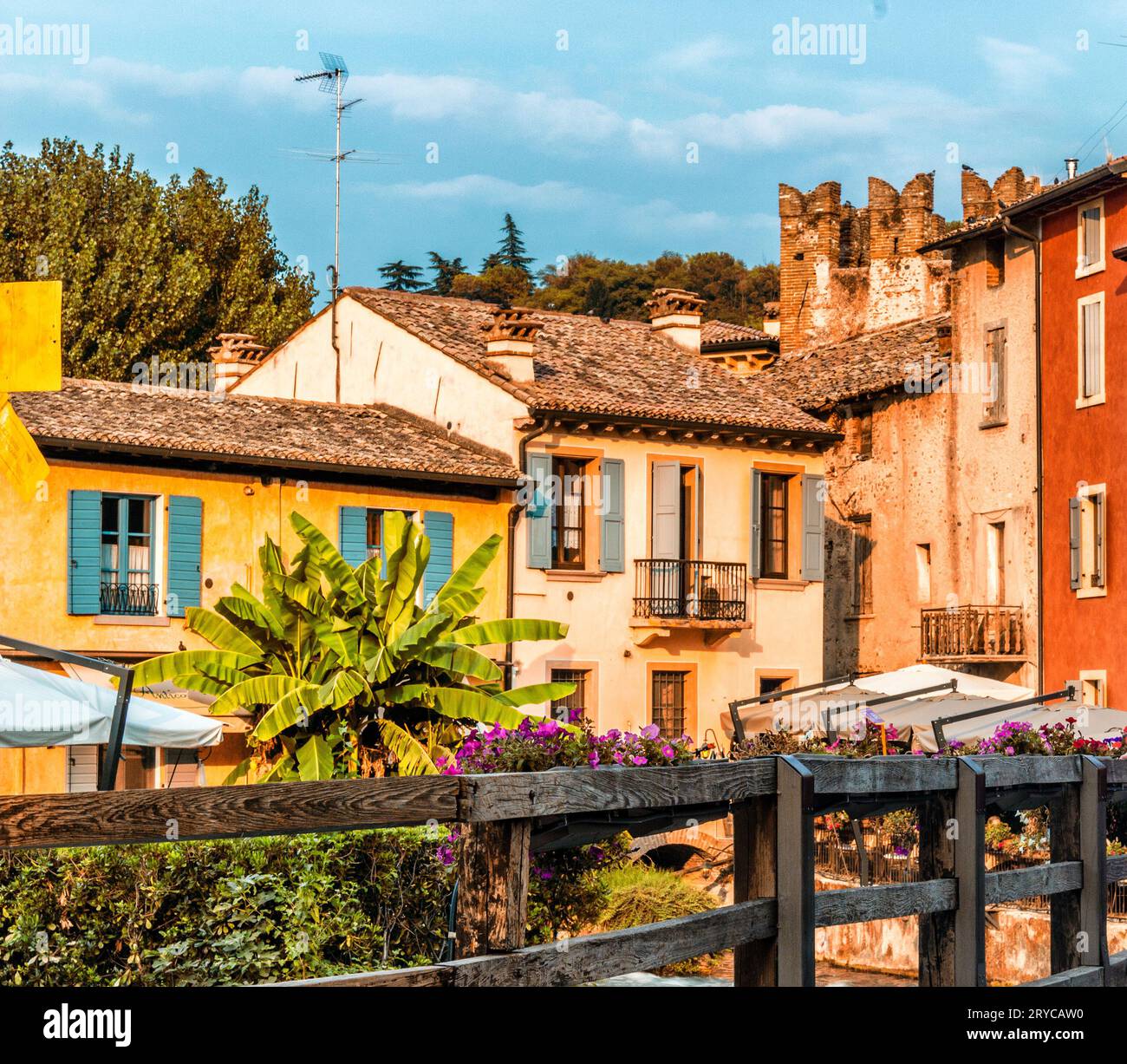 Waters and ancient buildings of Italian medieval village Stock Photo ...