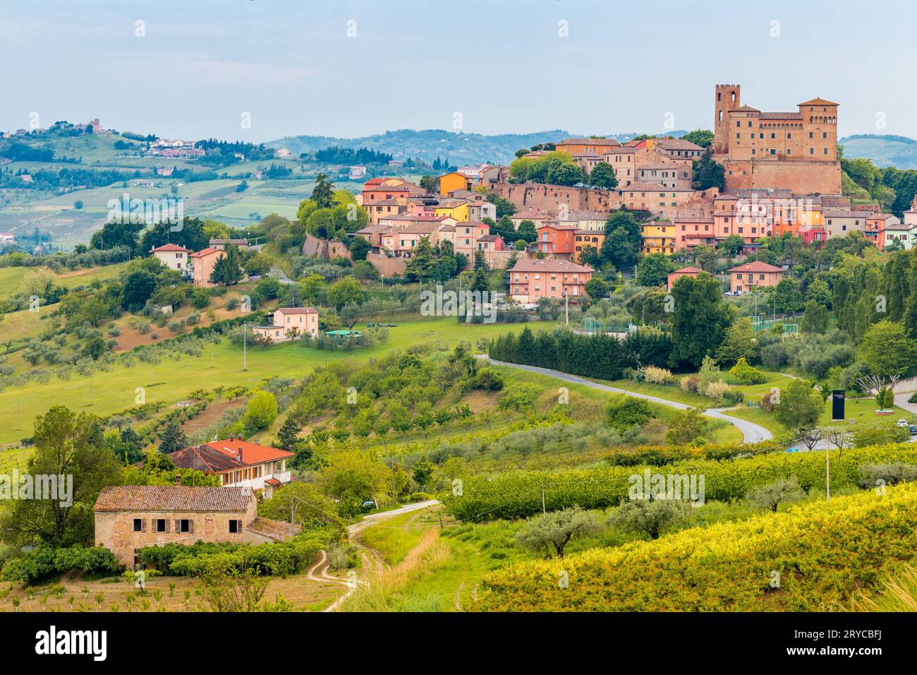 Medieval castle in the rolling hills Stock Photo - Alamy