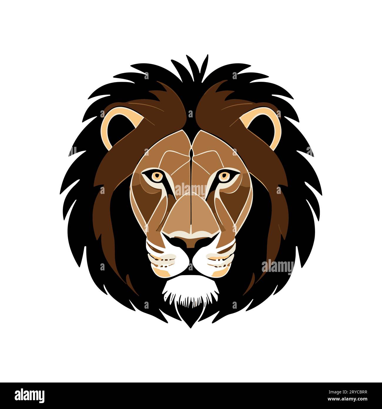 Lion head flat design vector icon. Template for logo, emblem or badge ...