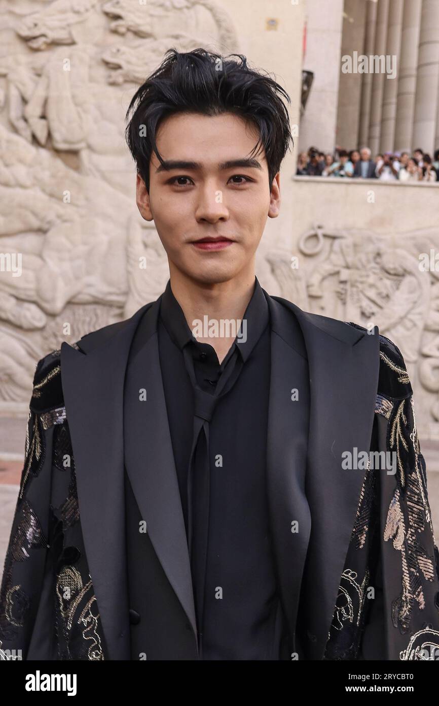 Gong Jun arrives for the Elie Saab Spring/Summer 2024 womenswear ...