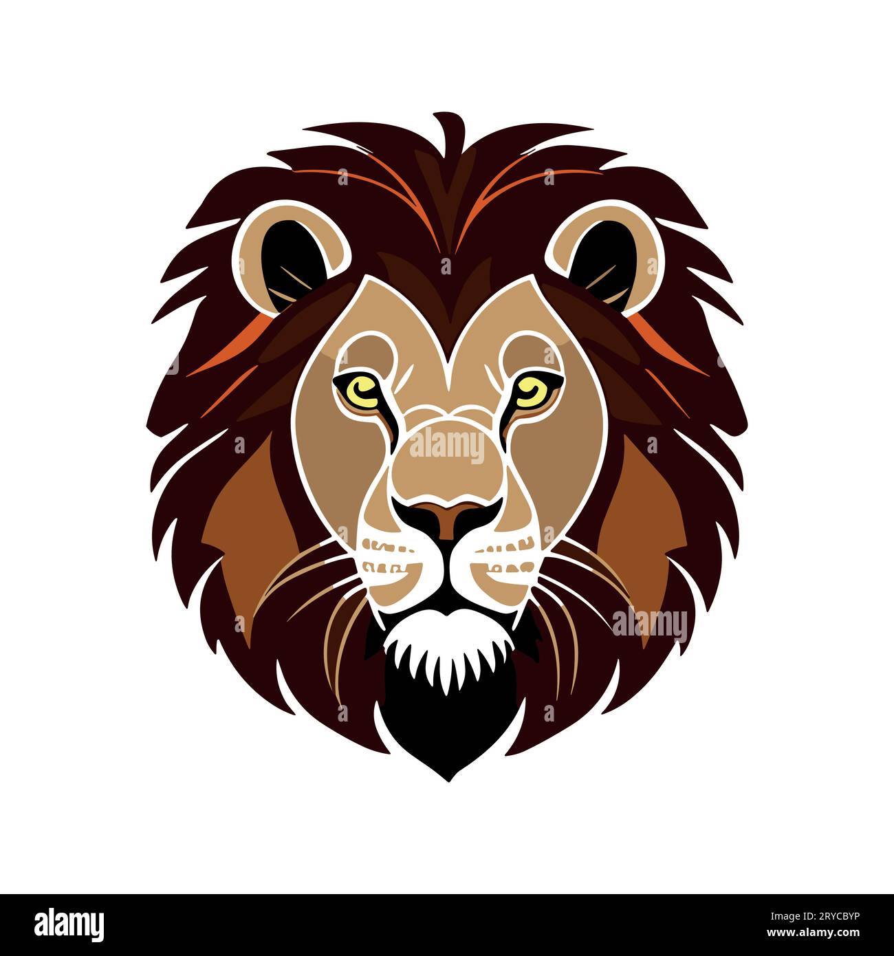 Lion head flat design vector icon. Template for logo, emblem or badge ...