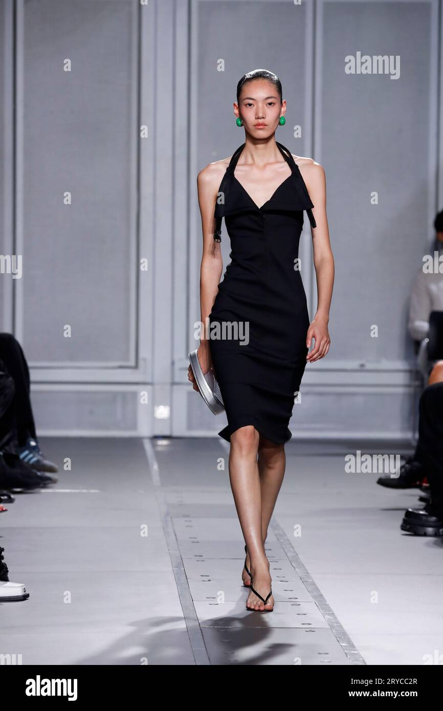 Model Hejia Li walks on the runway at the Coperni fashion show during ...