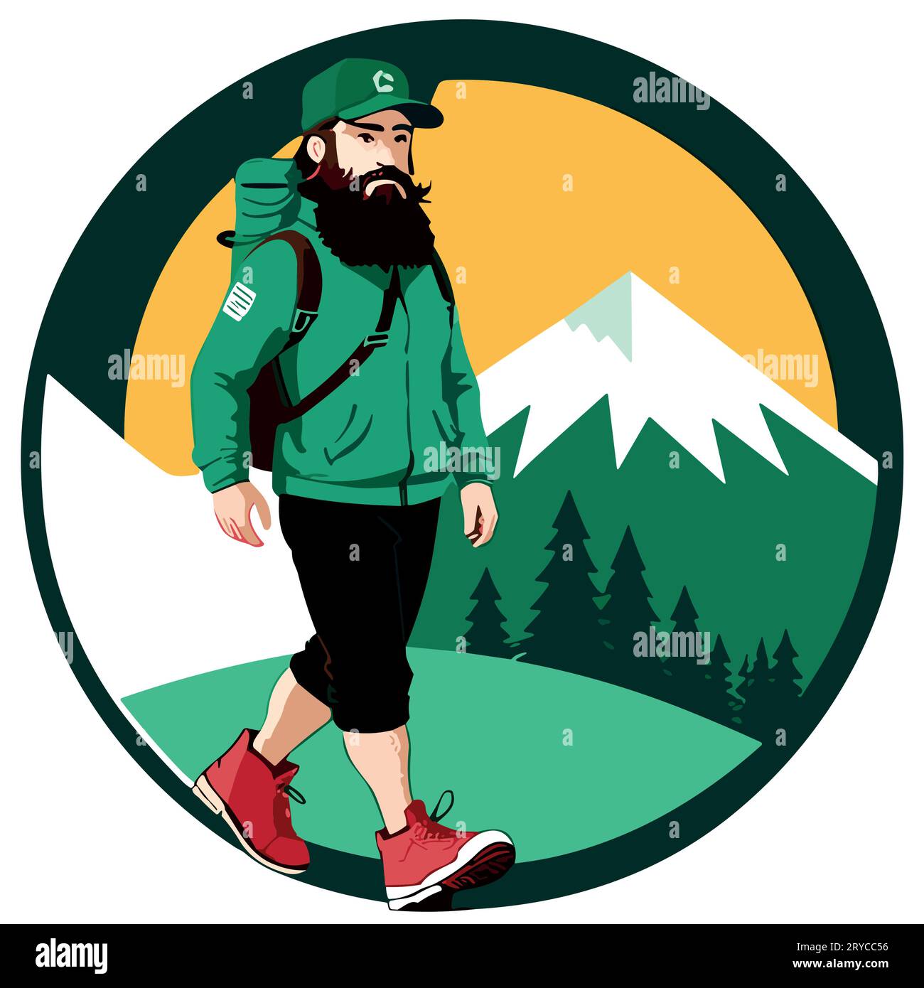 Woman trekking through forest Cut Out Stock Images & Pictures - Alamy