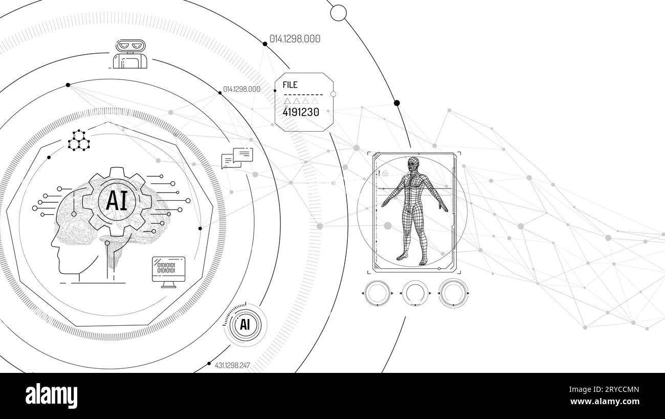 Virtual infographics with artificial intelligence and 3D human model Stock Vector Image & Art ...