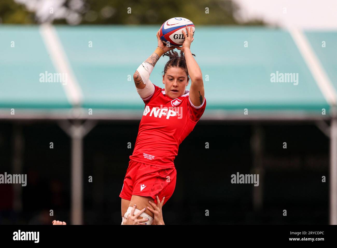Canada's Gabrielle Senft wins a line-out during the second test match ...