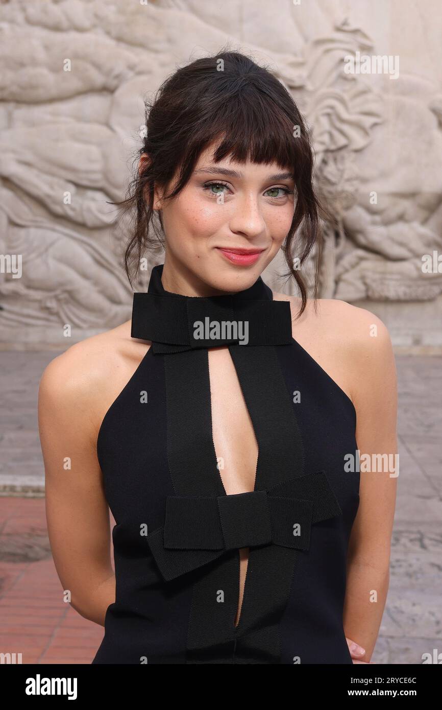 Daniela Melchior arrives for the Elie Saab Spring/Summer 2024 womenswear fashion collection ...