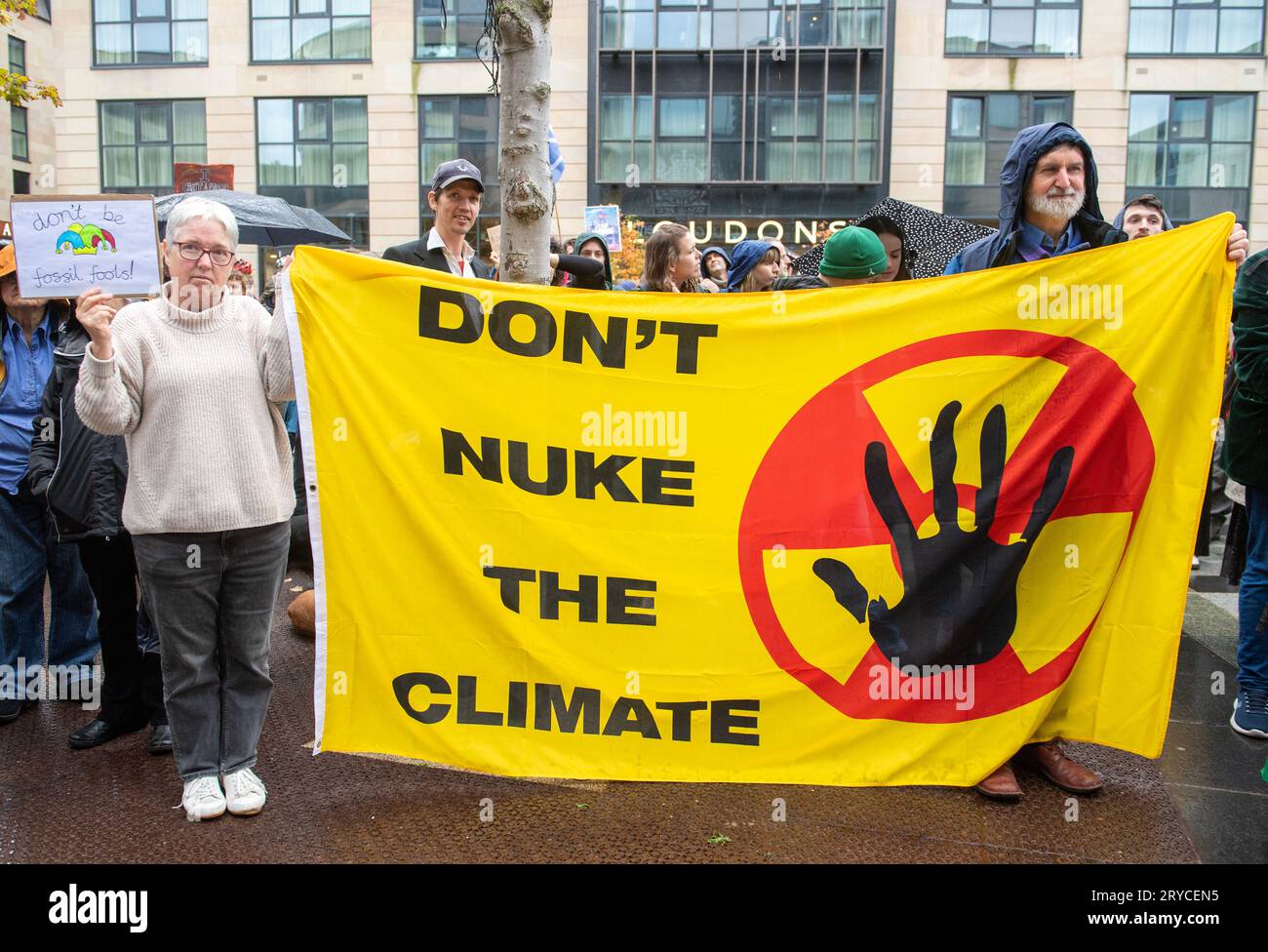 Campaigners take part in a Stop Rosebank protest outside the UK ...
