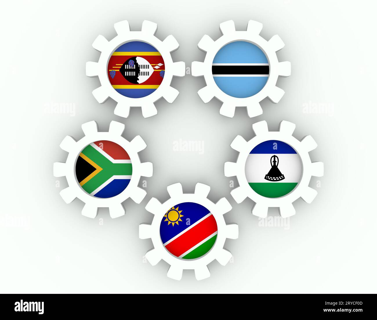Southern African Customs Union members national flags Stock Photo - Alamy