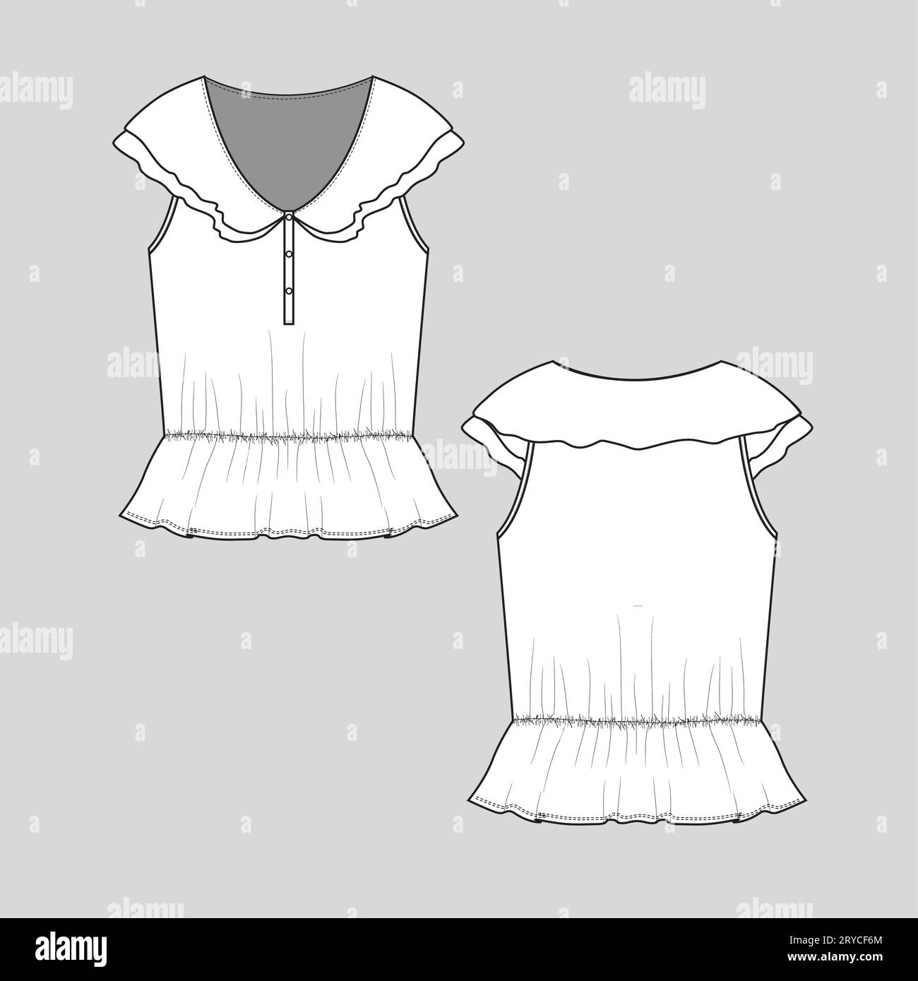Ruffle neckline Stock Vector Images - Alamy