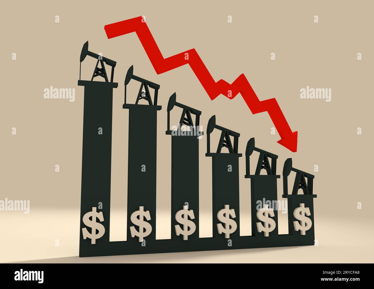 Oil price fall graph illustration. Pump and dollar icons Stock Photo ...