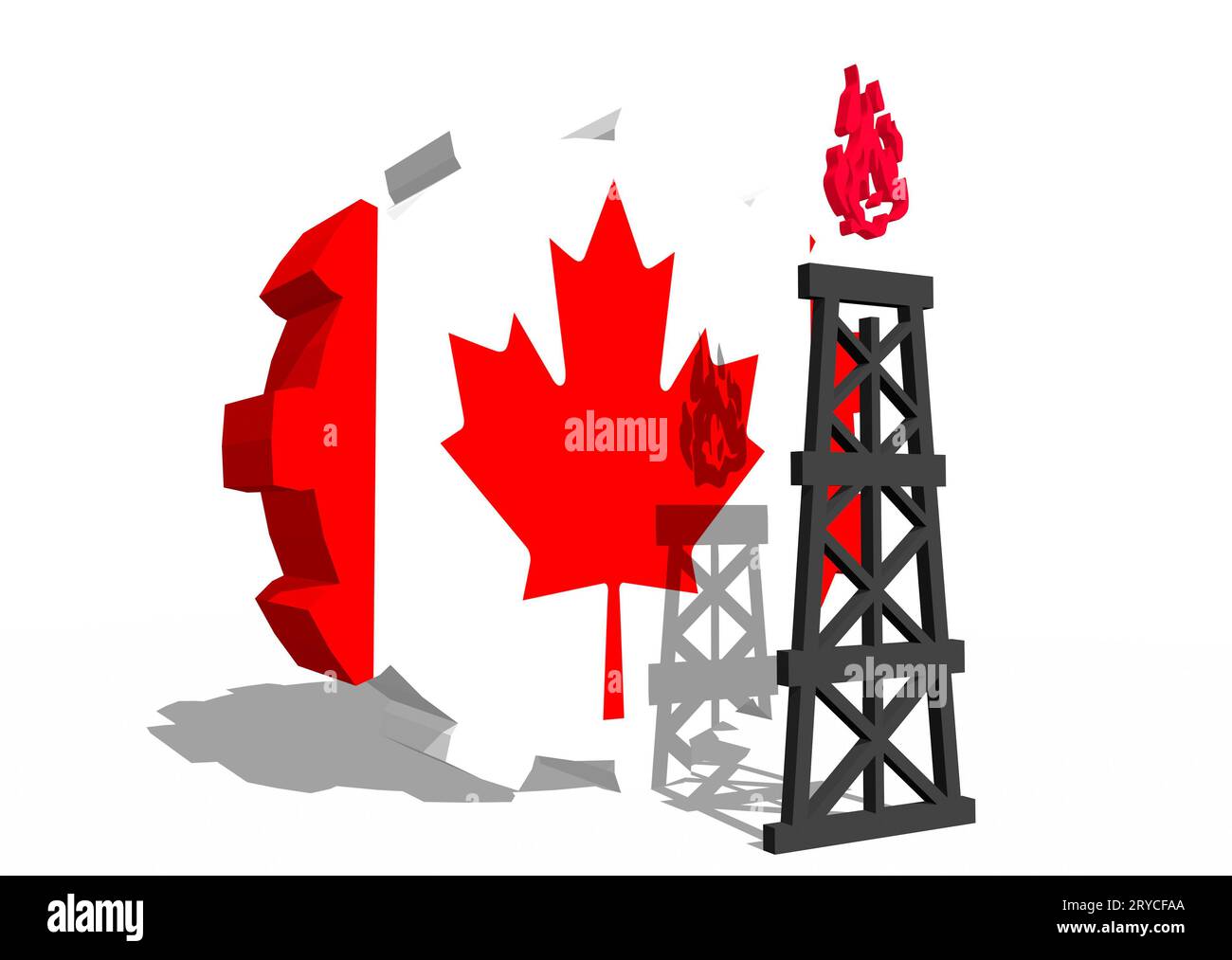 Gear with gas rig simple icon, textured by Canada flag Stock Photo - Alamy