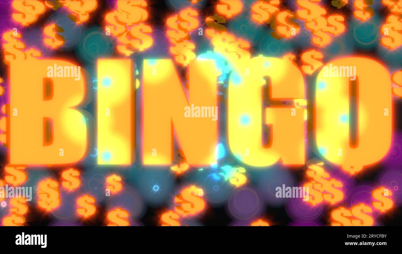 Glowing bingo text and dollar sign Stock Photo - Alamy