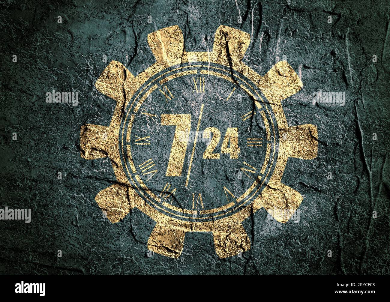 Timing badge symbol 7, 24 Stock Photo - Alamy