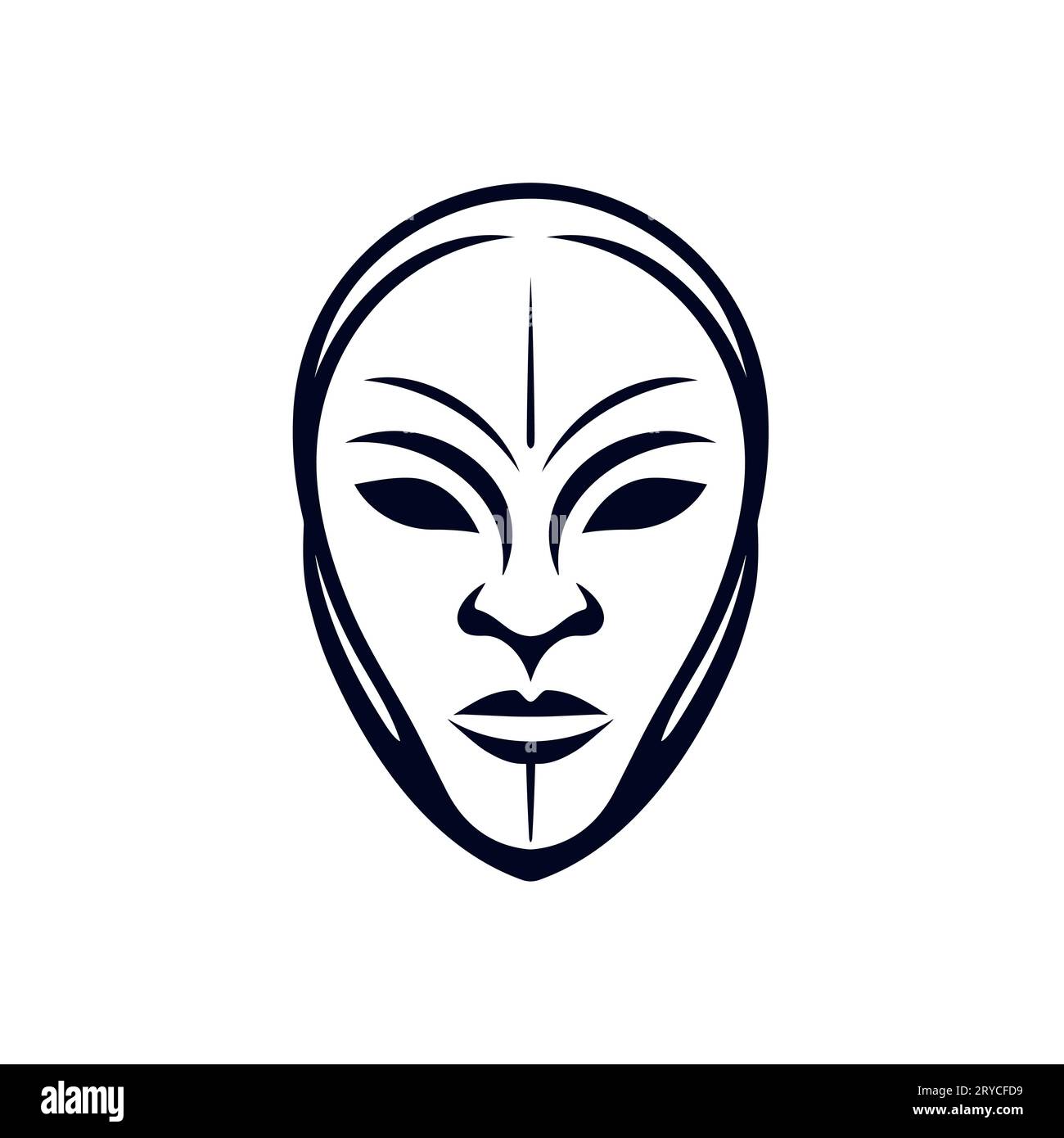 Mask for face character logo. Silhouette mask on white background Stock ...