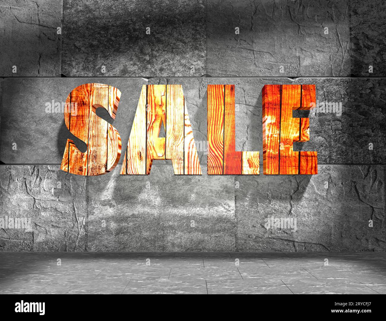 Sale text on concrete wall Stock Photo - Alamy
