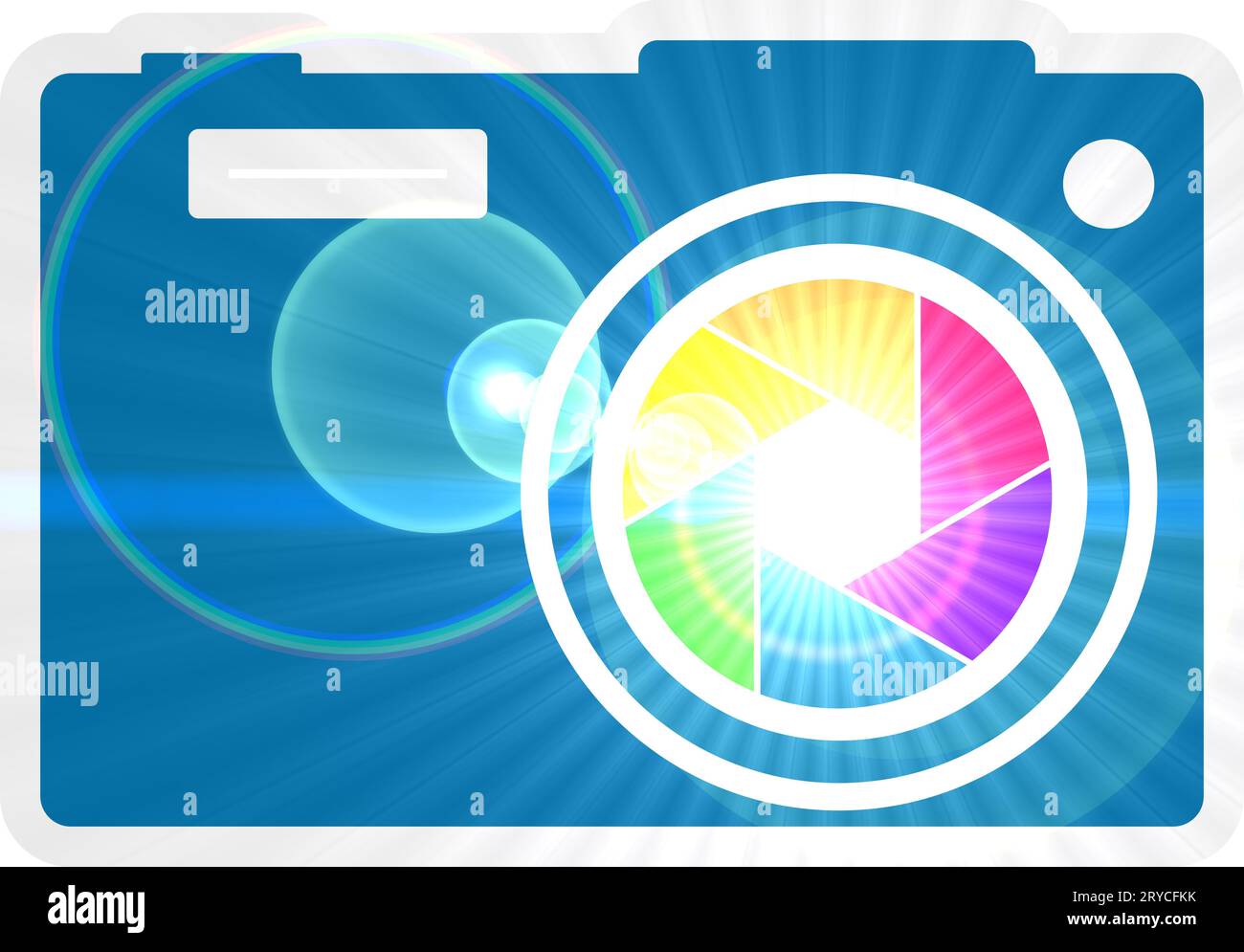 Photo camera icon. Rainbow lens aperture Stock Photo - Alamy