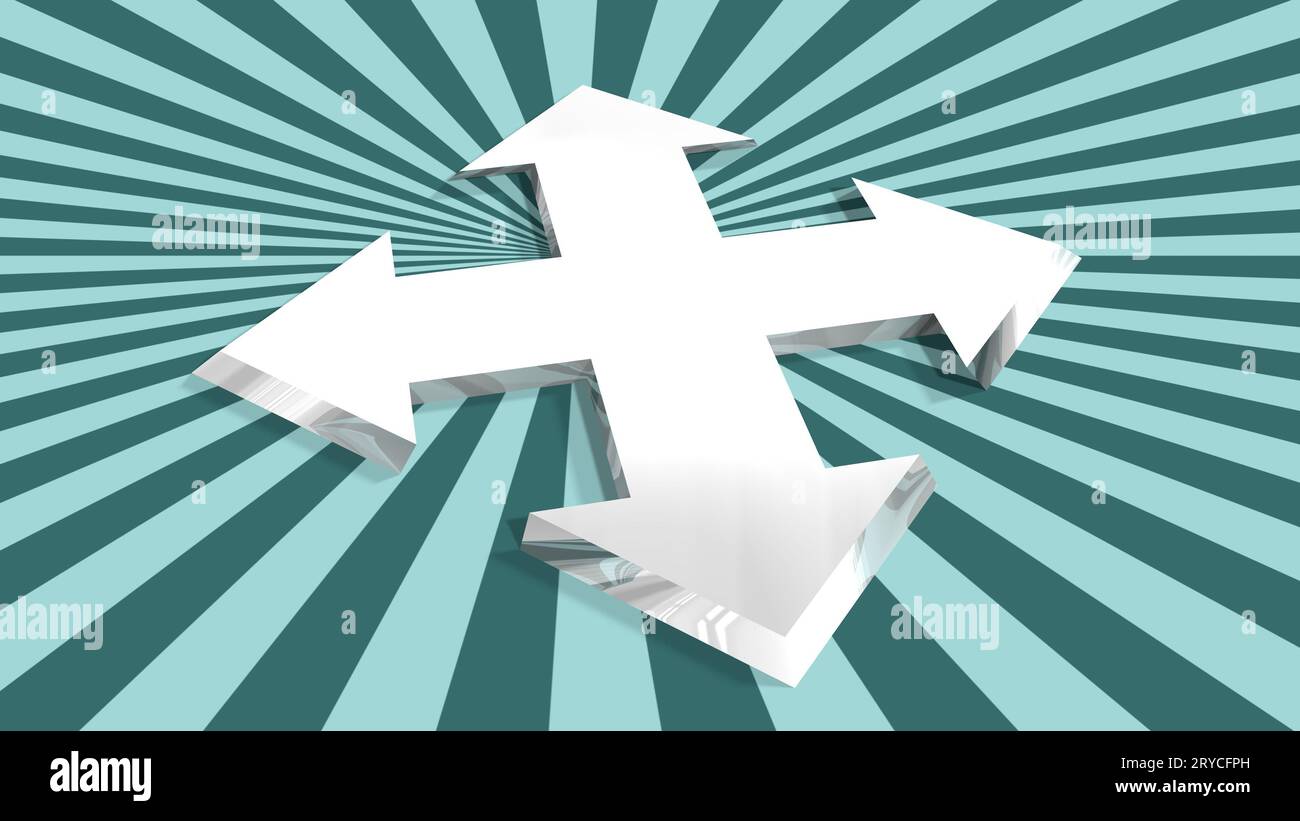 Sun rays backdrop with destination arrows icon Stock Photo - Alamy