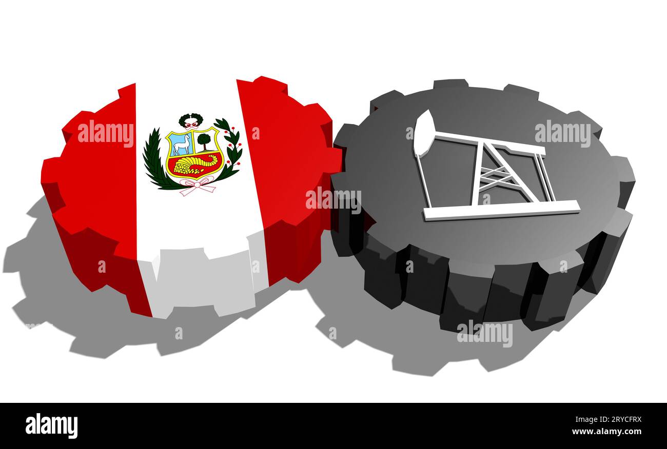 Gear with oil pump textured by Peru flag Stock Photo - Alamy