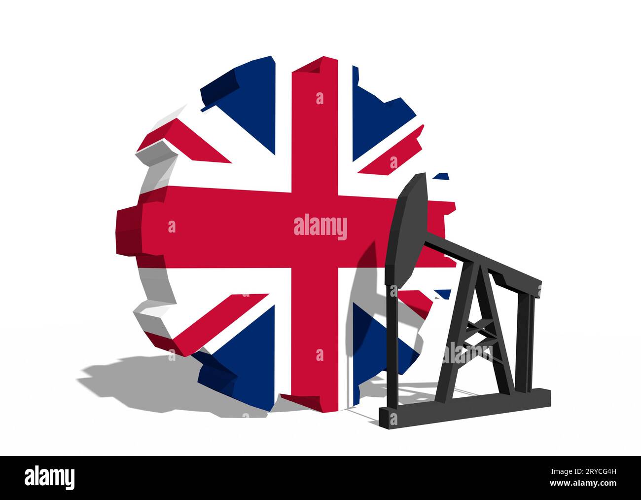 Gear with oil pump textured by Britain flag Stock Photo - Alamy