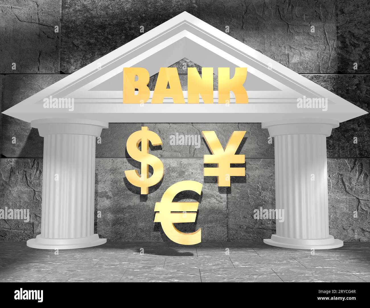 Abstract white bank building. Text and money signs Stock Photo - Alamy