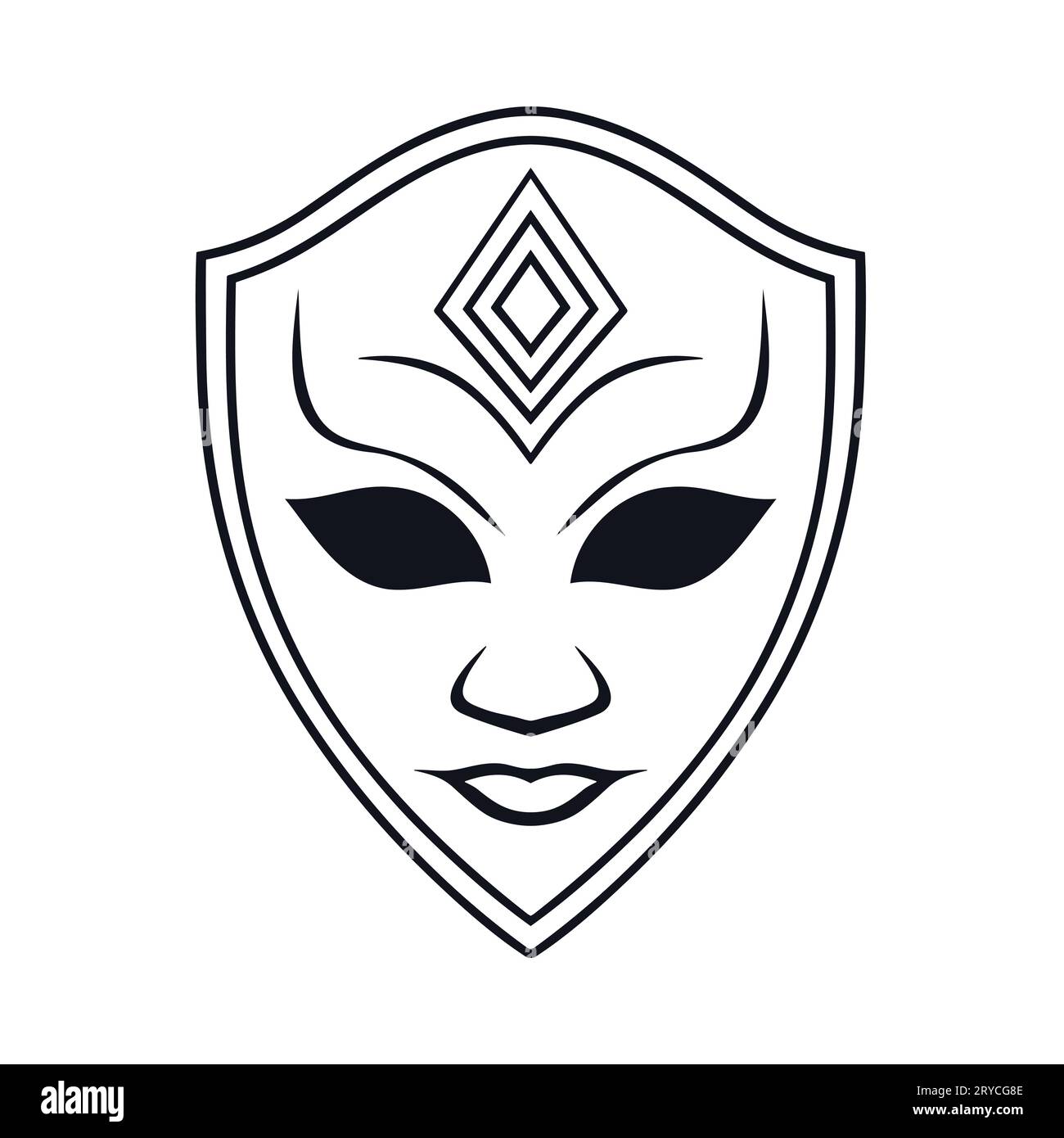 Mask for face character logo. Silhouette mask on white background Stock ...