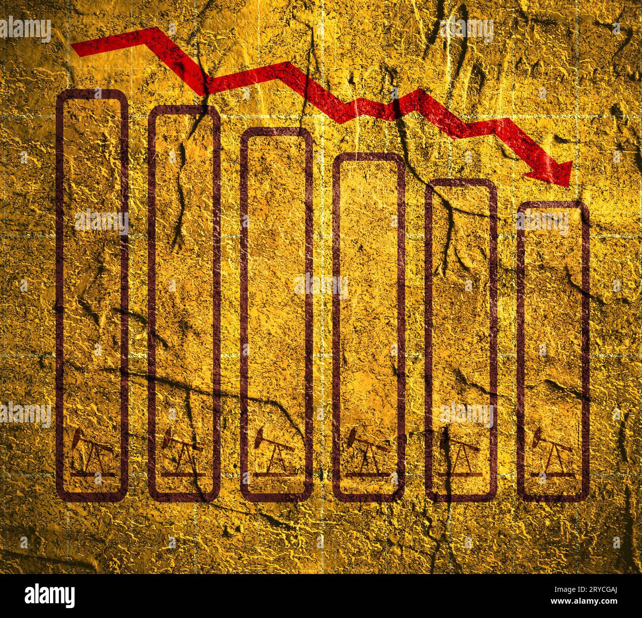 Oil price fall graph illustration. Pump and chart lines Stock Photo - Alamy