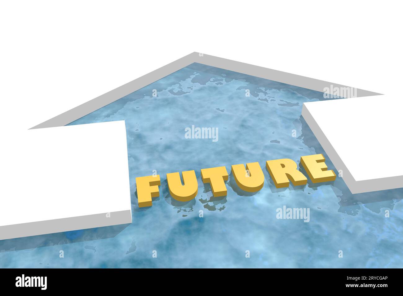 Iced arrow and future word Stock Photo - Alamy
