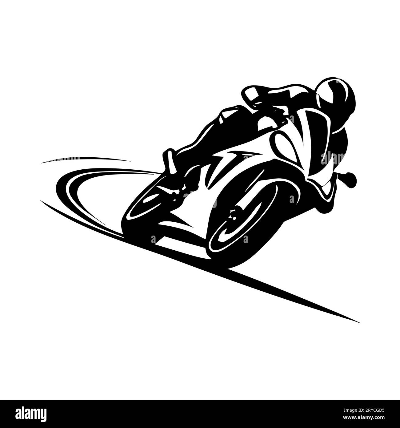 Road motorcycle with rider, abstract vector silhouette, motor sport ...