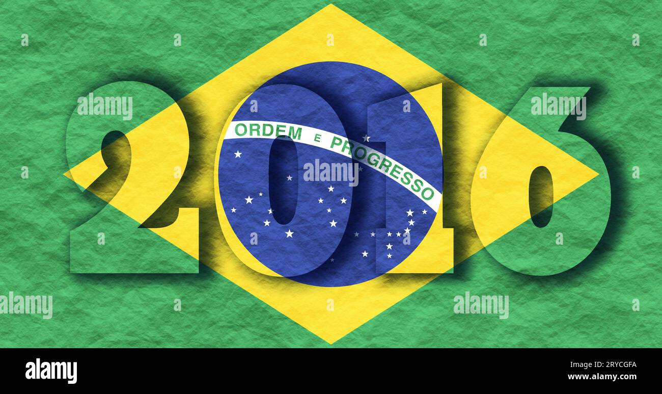 Brazil national flag and 2016 number Stock Photo - Alamy
