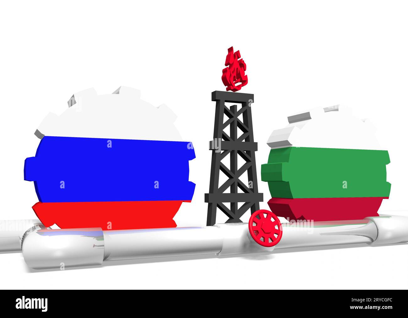 Russian and bulgaria flags on gears, gas rig, pipeline Stock Photo - Alamy