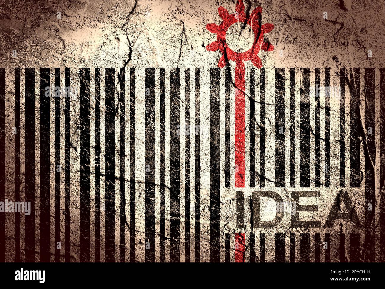 Barcode with idea text and gear Stock Photo - Alamy